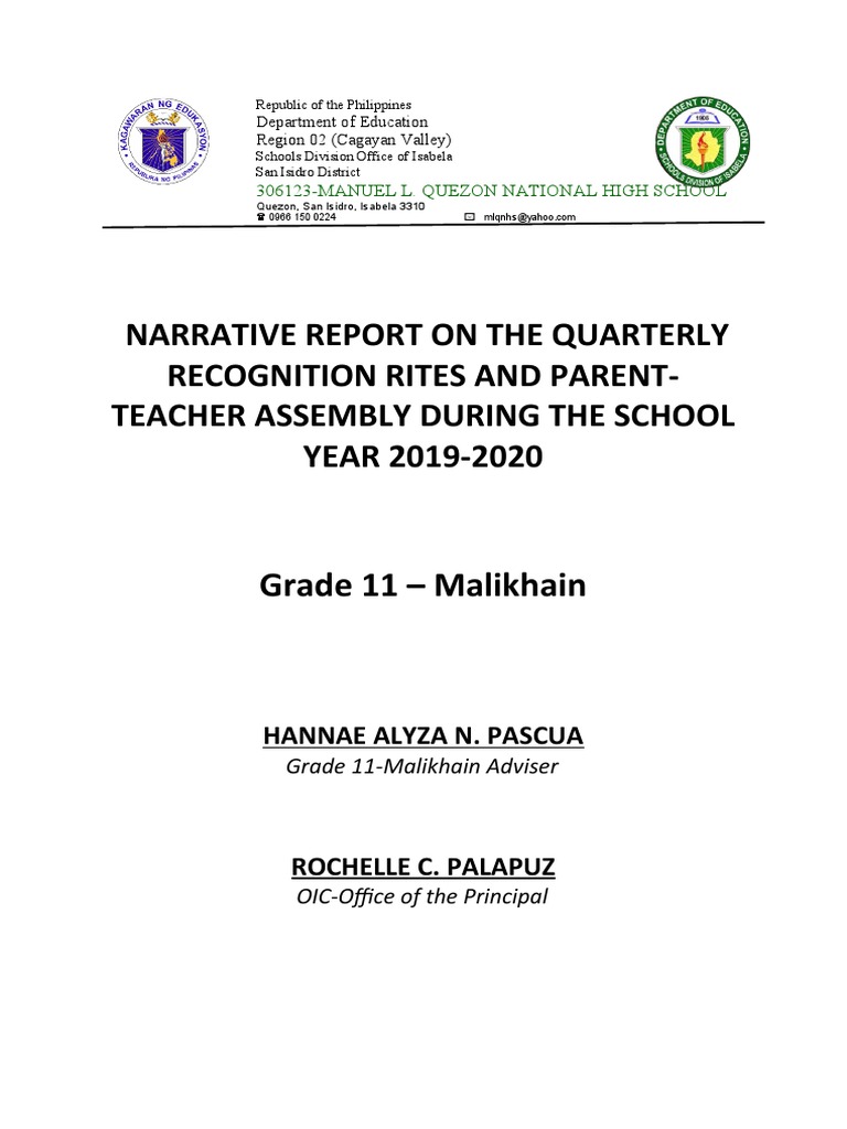 Narrative Report On Recognition and PTA | PDF | Behavior Modification | Learning