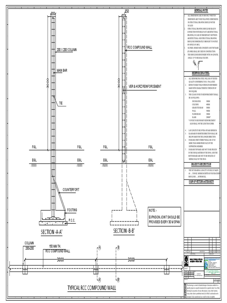 RCC COMPOUND WALL-Model | PDF | Architectural Elements | Building