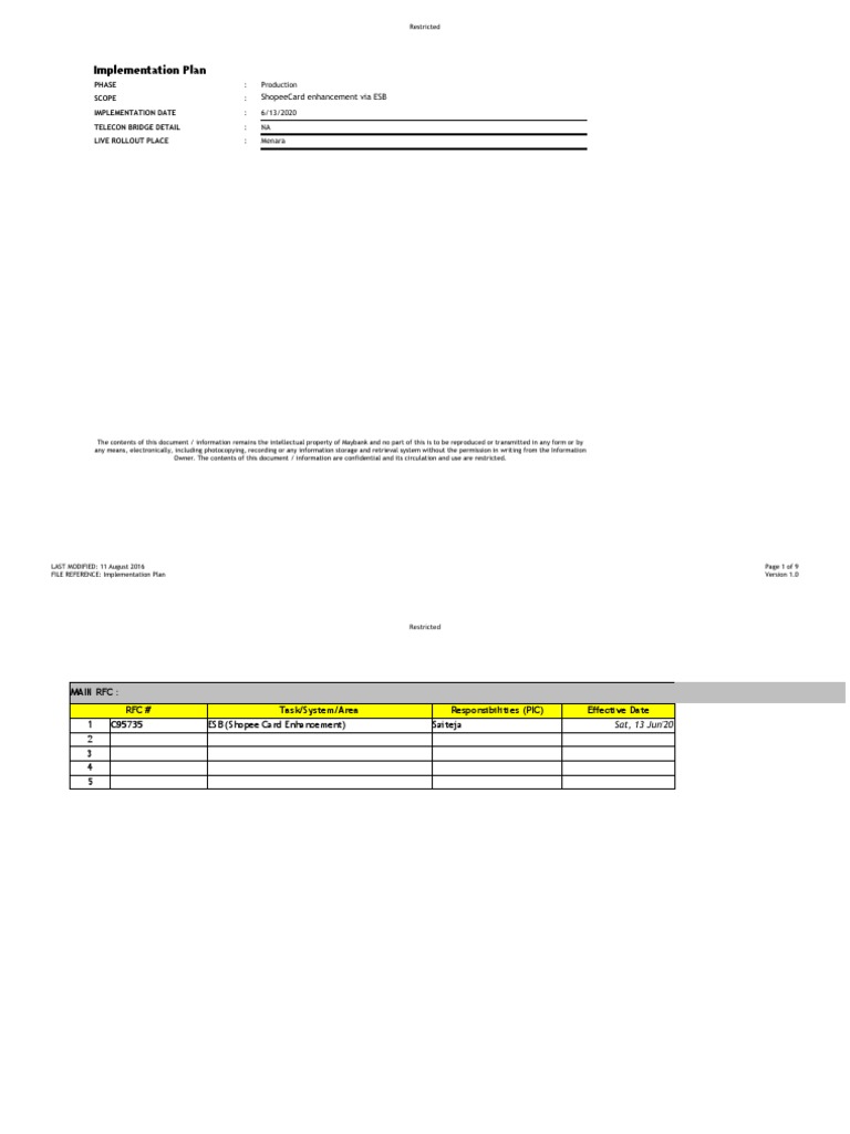 Implementation Plan: Shopeecard Enhancement Via Esb | PDF | Computing ...