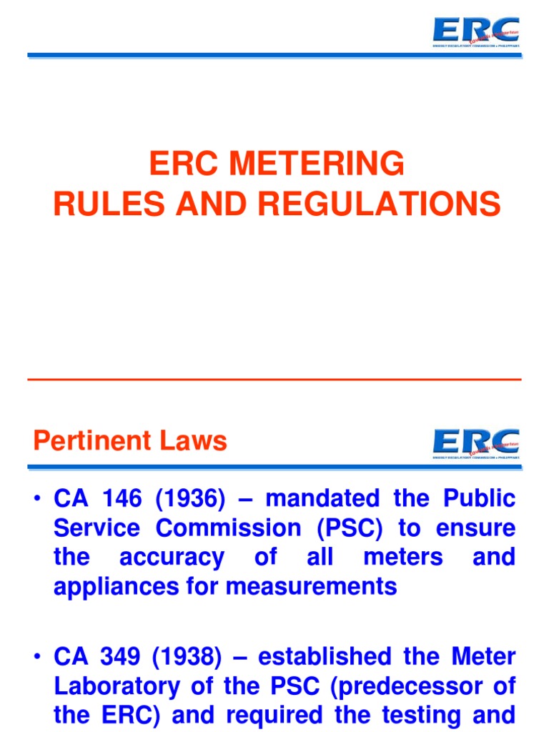 Erc Metering Rules and Regulations | PDF | Expense | Government