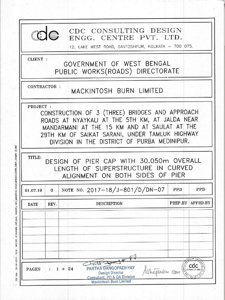 Design Calculation of Pier Cap With 30.050 M Overall Length of ...