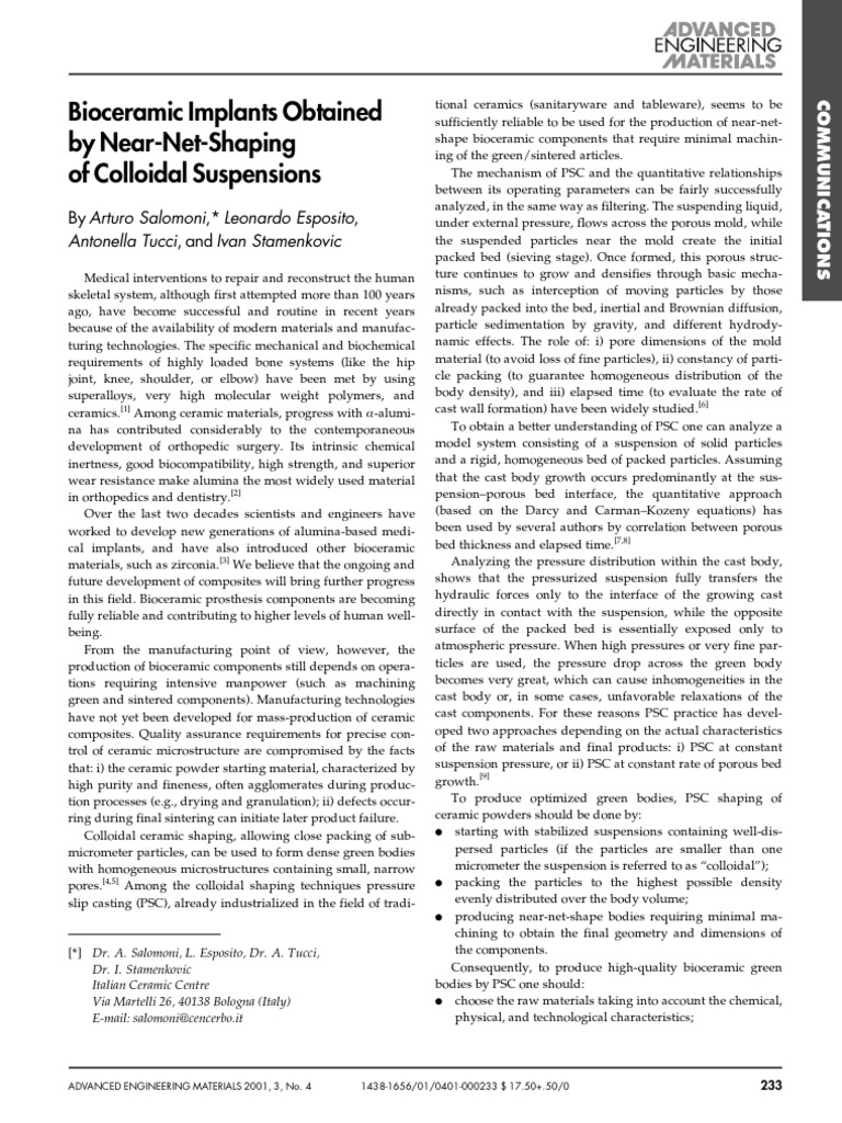 Bioceramic Implants Obtained | PDF | Bioceramic | Ceramics