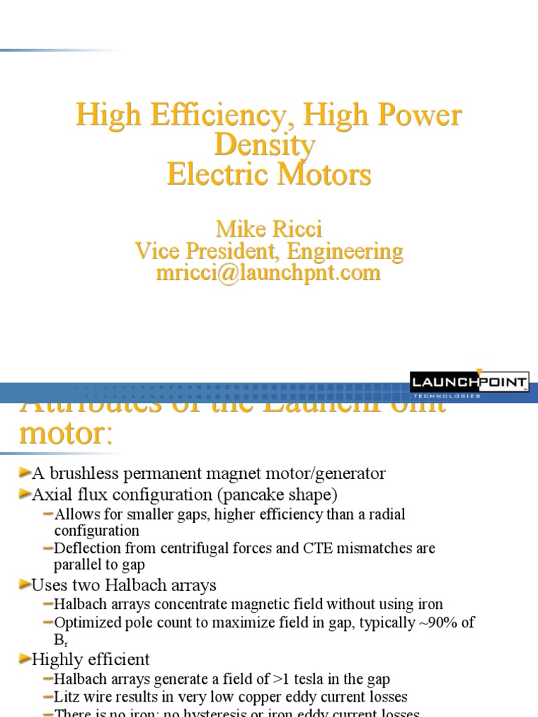 High Efficiency, High Power Density Electric Motors | PDF | Electric ...
