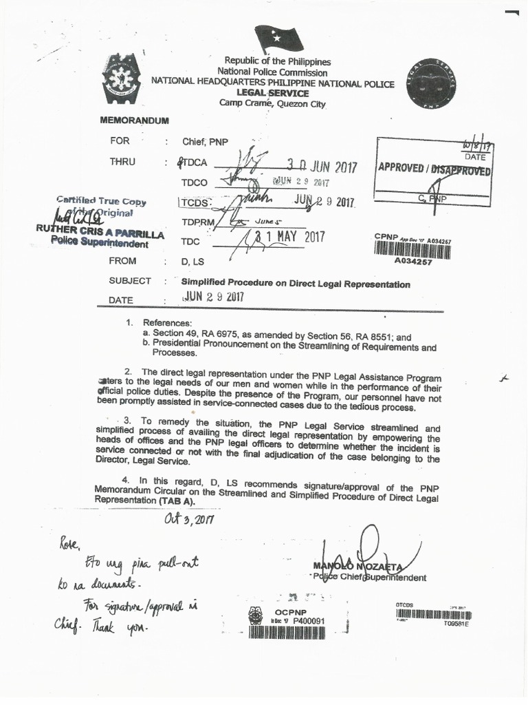 PNP MC 2017-062 Simplified Procedure On DLR PDF | PDF