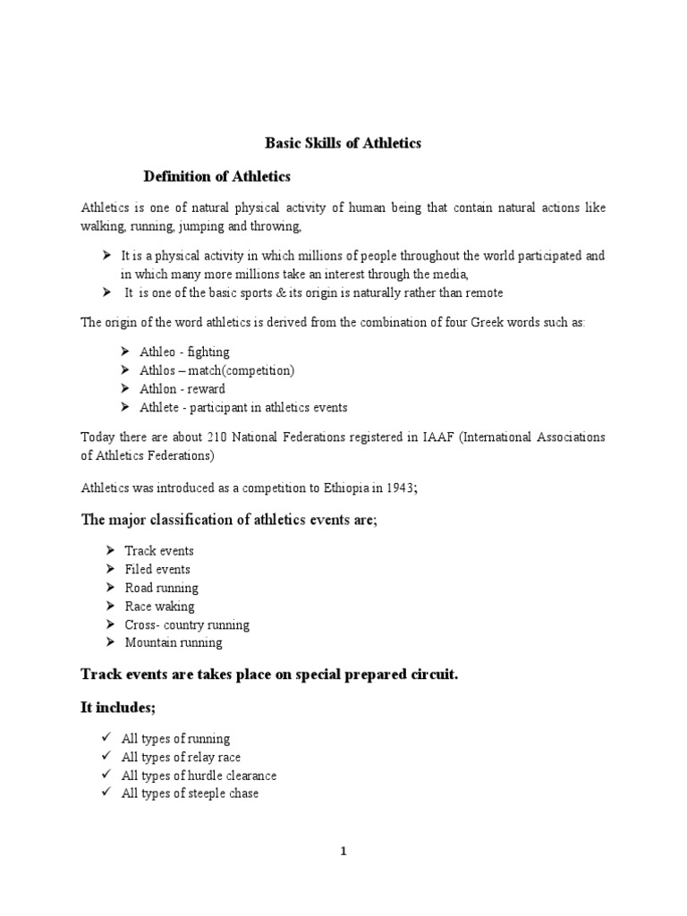 Basic Skills of Athletics Final | PDF | Track And Field | Long Distance ...