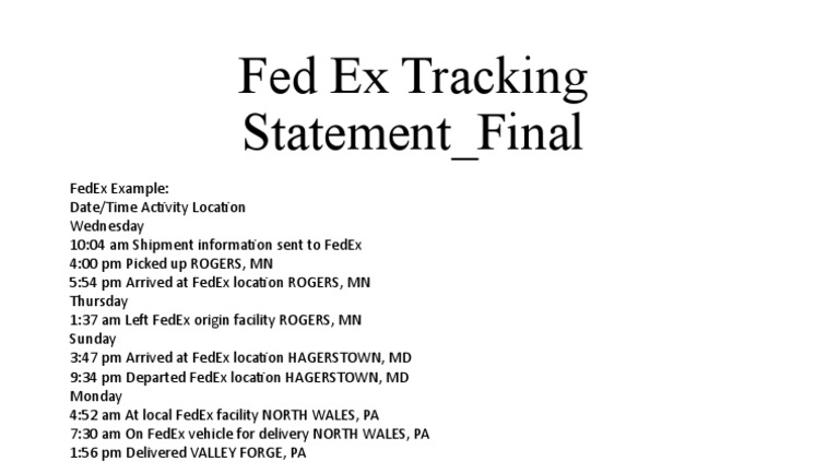 FedEx Shipment Tracking Details | PDF