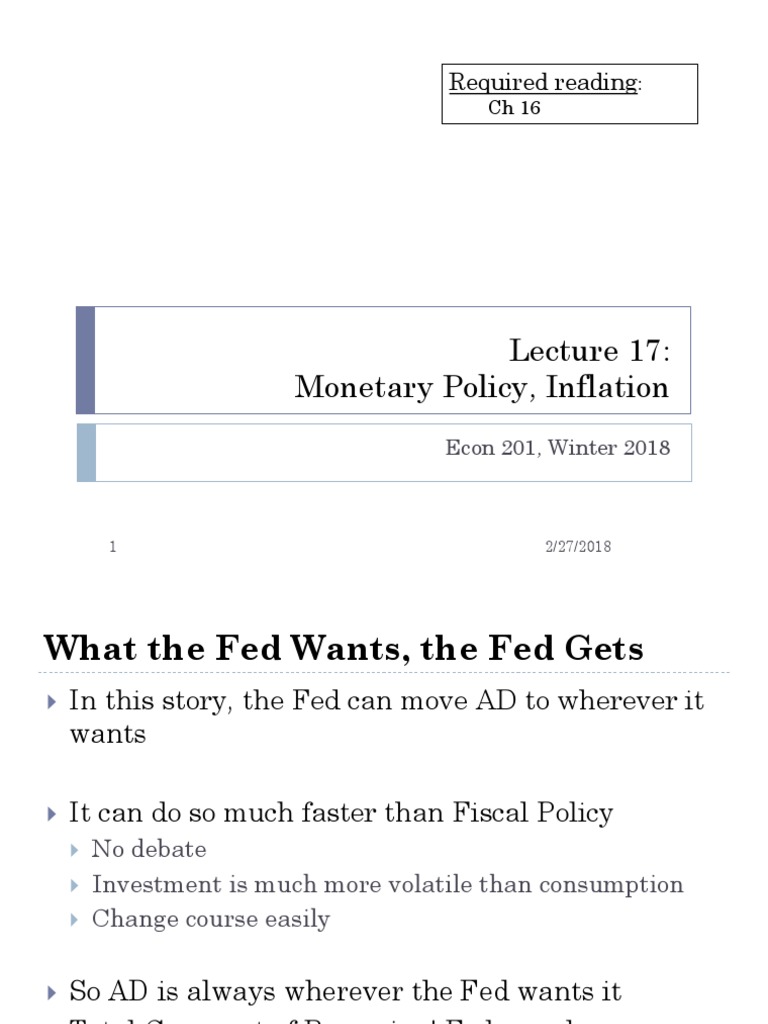 Lecture 17 - Monetary Policy, Inflation | PDF | Phillips Curve ...