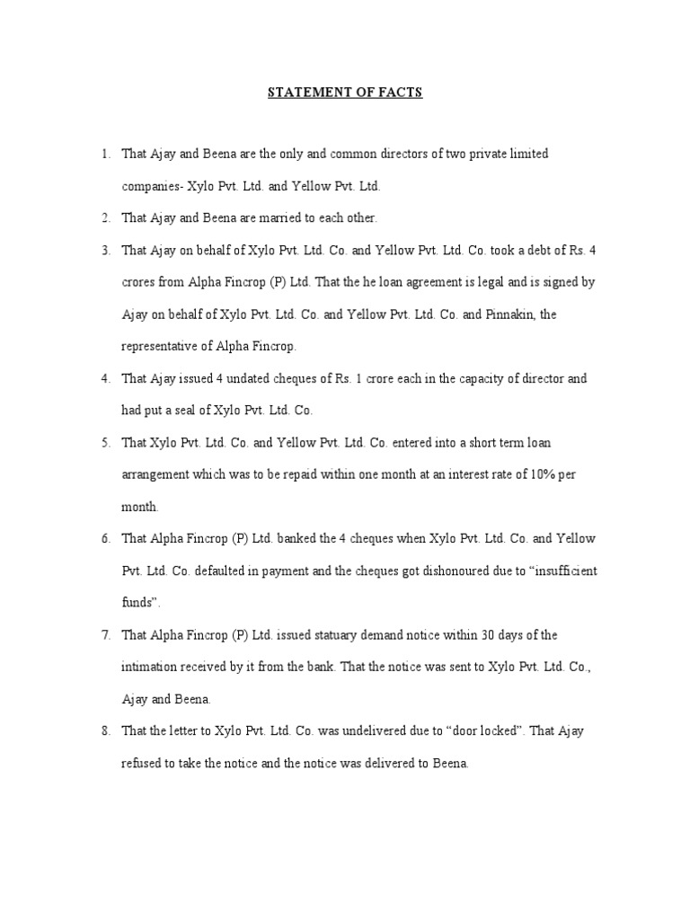 Statement of Facts | PDF