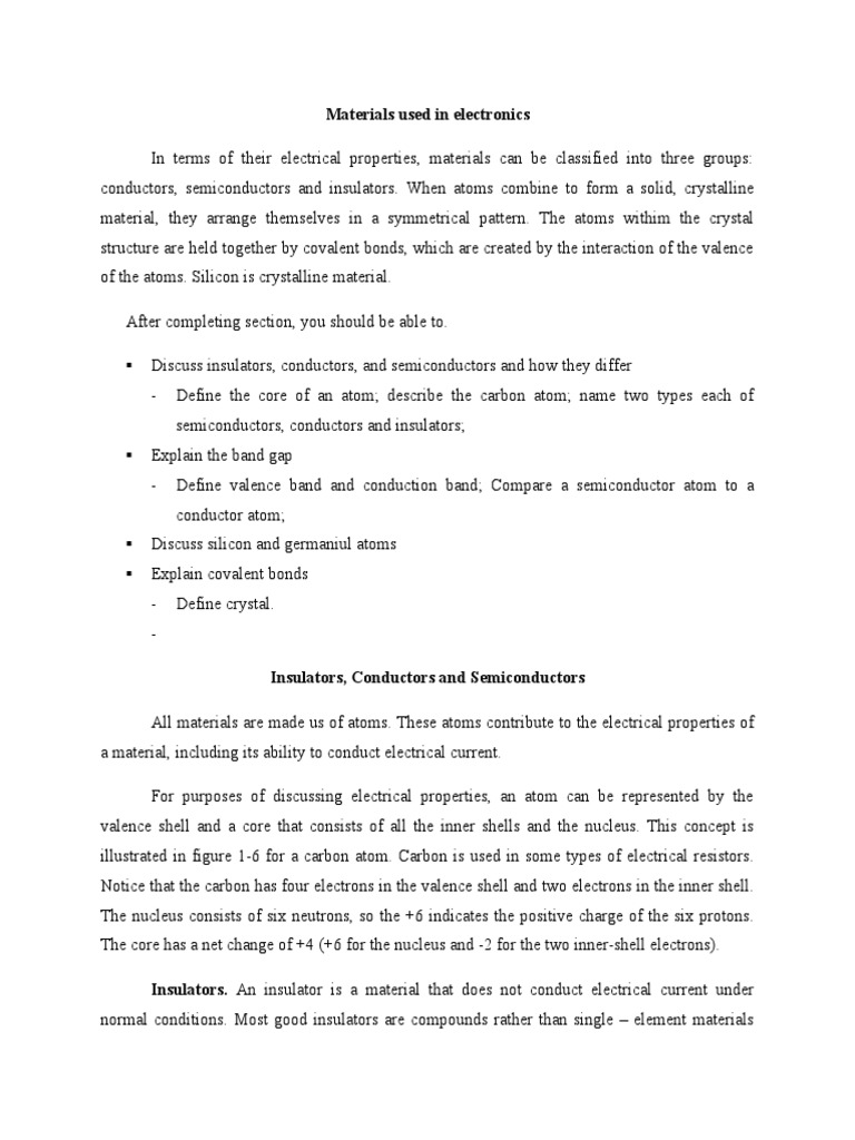 Materials Used in Electronics | PDF | Semiconductors | Silicon