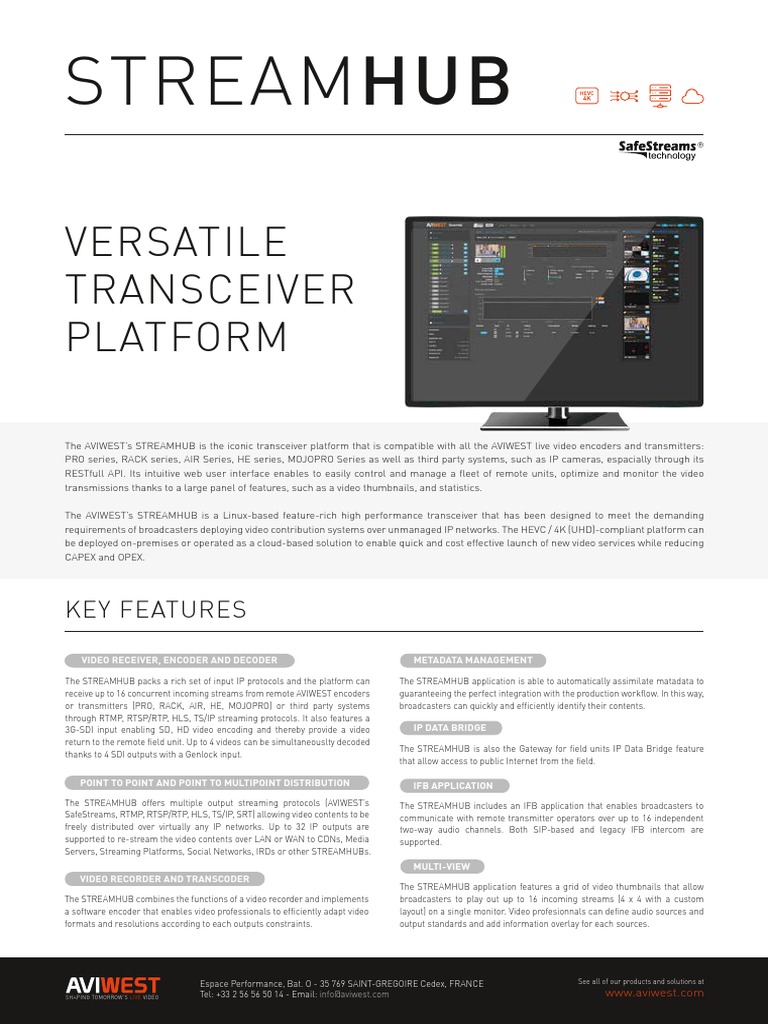 Streamhub: Versatile Transceiver Platform | PDF | Streaming Media | Video
