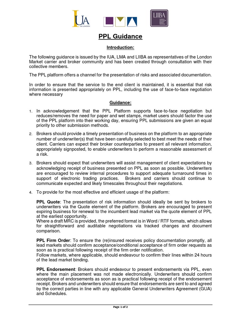 Guidance on the Effective Use of the PPL Electronic Trading Platform to ...
