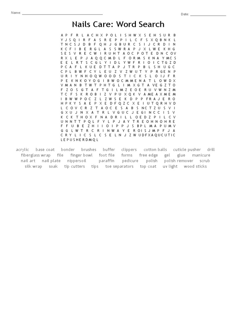 Nails Care Word Search | PDF