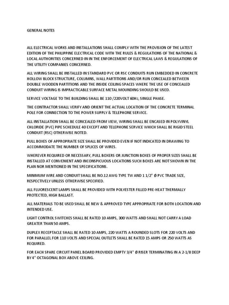 General Notes Ee | PDF | Electrical Wiring | Electrical Equipment