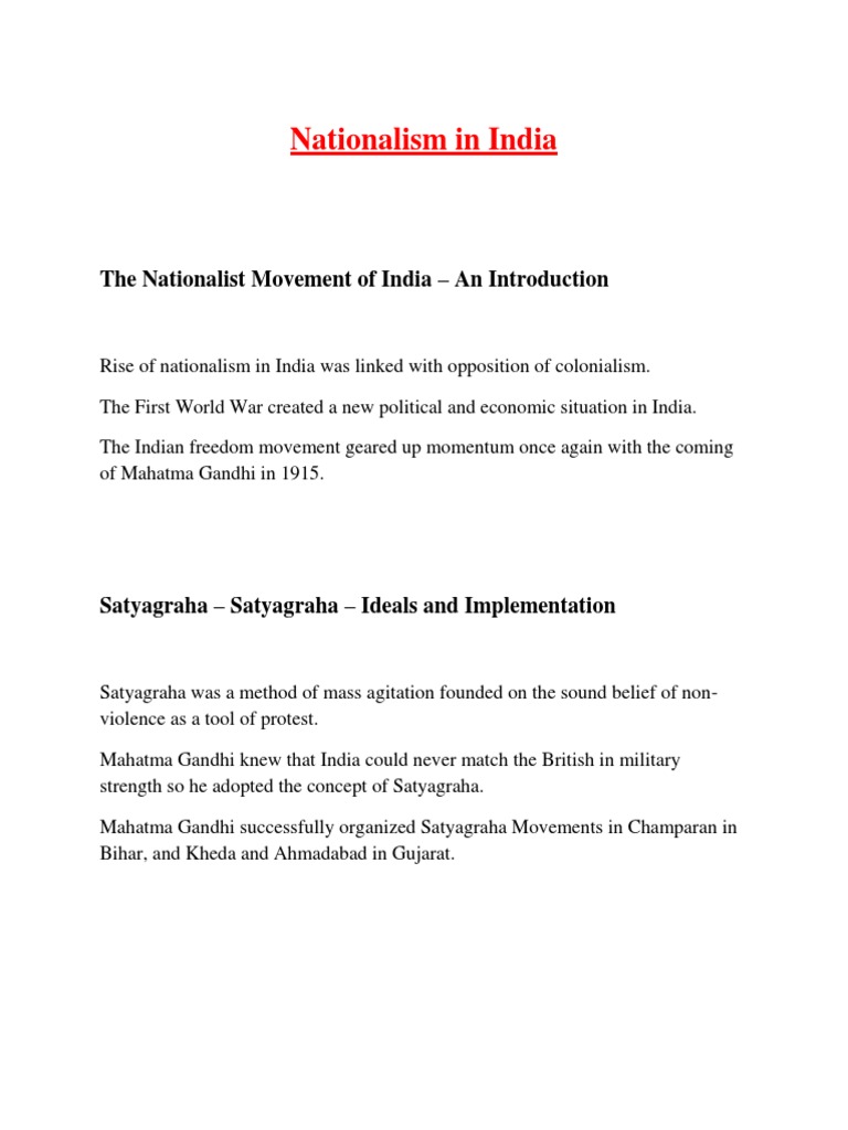 Nationalism-in-India CBSE Class 10 Notes | PDF | Mahatma Gandhi ...