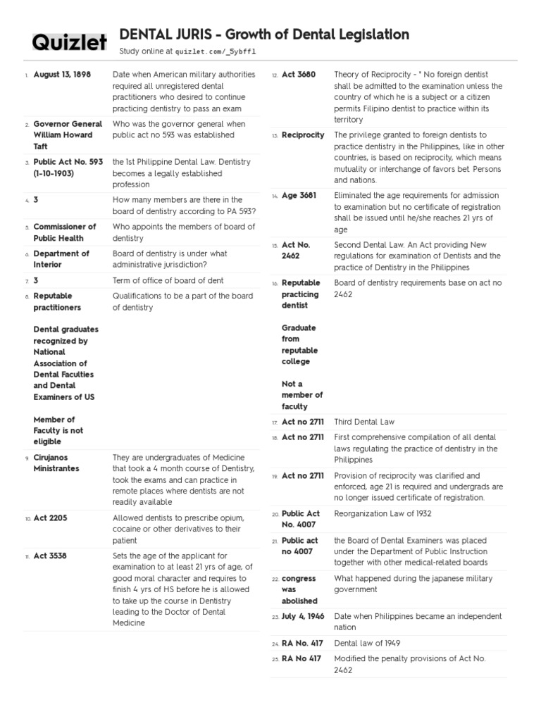 Philippine Dental Legislation Overview | PDF | Dentistry | Dentist