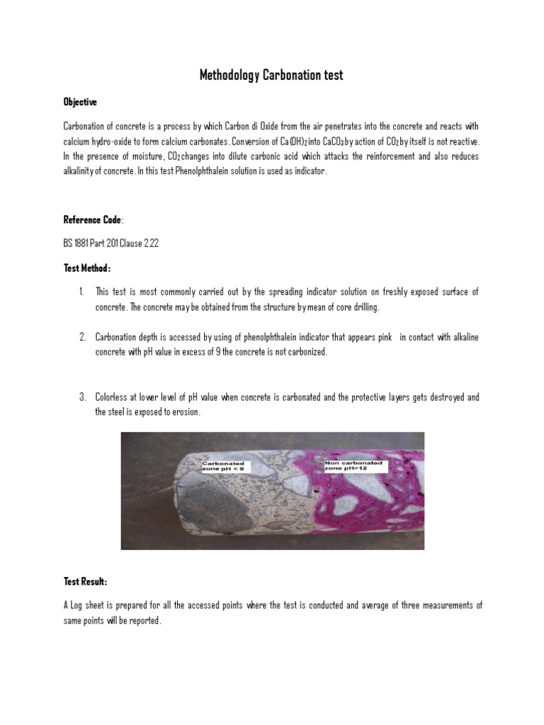 Methodology Carbonation Test: Objective | PDF