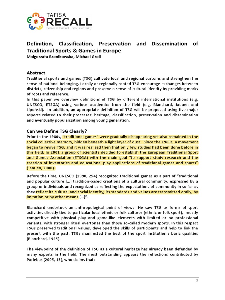 Defining Traditional Sports in Europe | PDF | Physical Education ...
