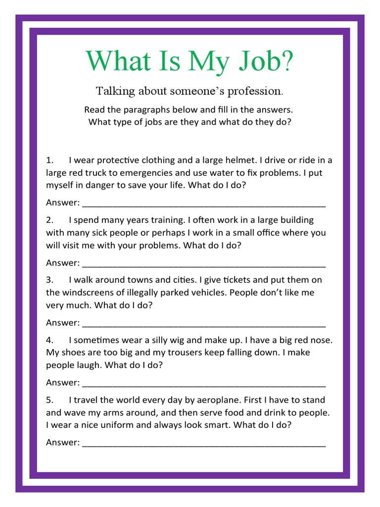 What Is My Job?: Talking About Someone's Profession | PDF | Career ...