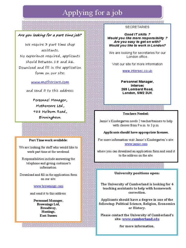 Applying For A Job Fun Activities Games - 24811 | PDF | Behavior ...