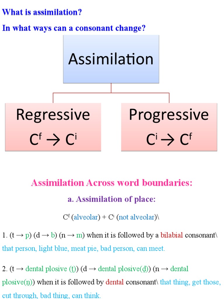 Assimilation Assimilation: F I F I I F I F | PDF | Consonant | English ...