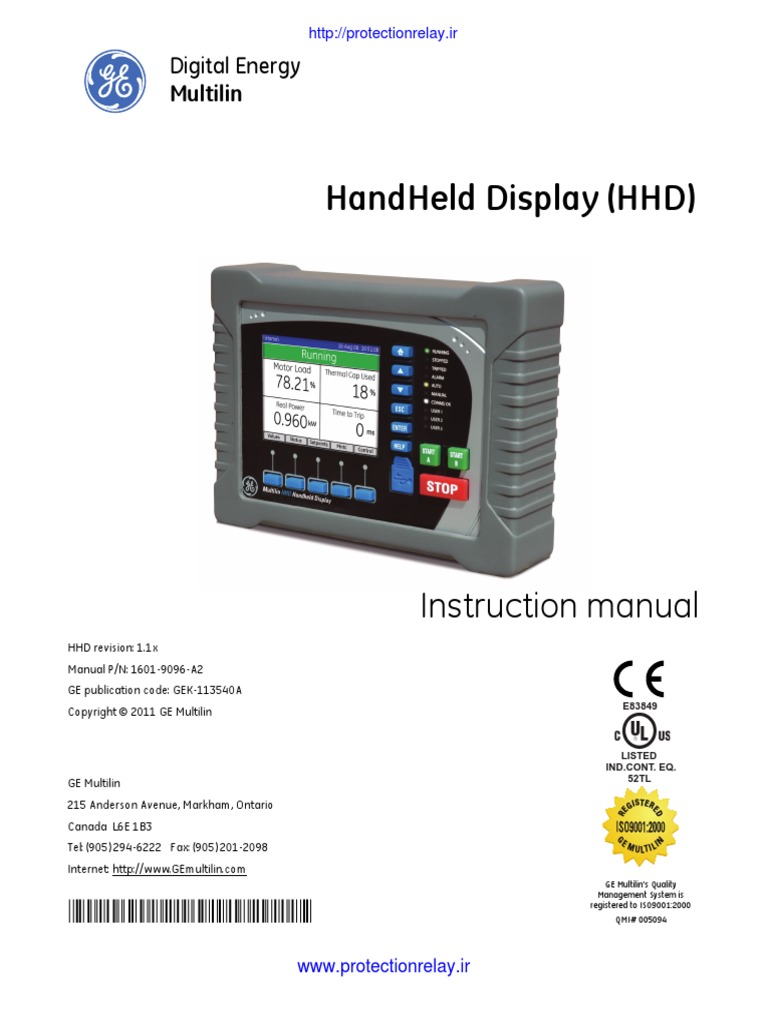 Handheld Display (HHD) : Instruction Manual | PDF | Password | Relay