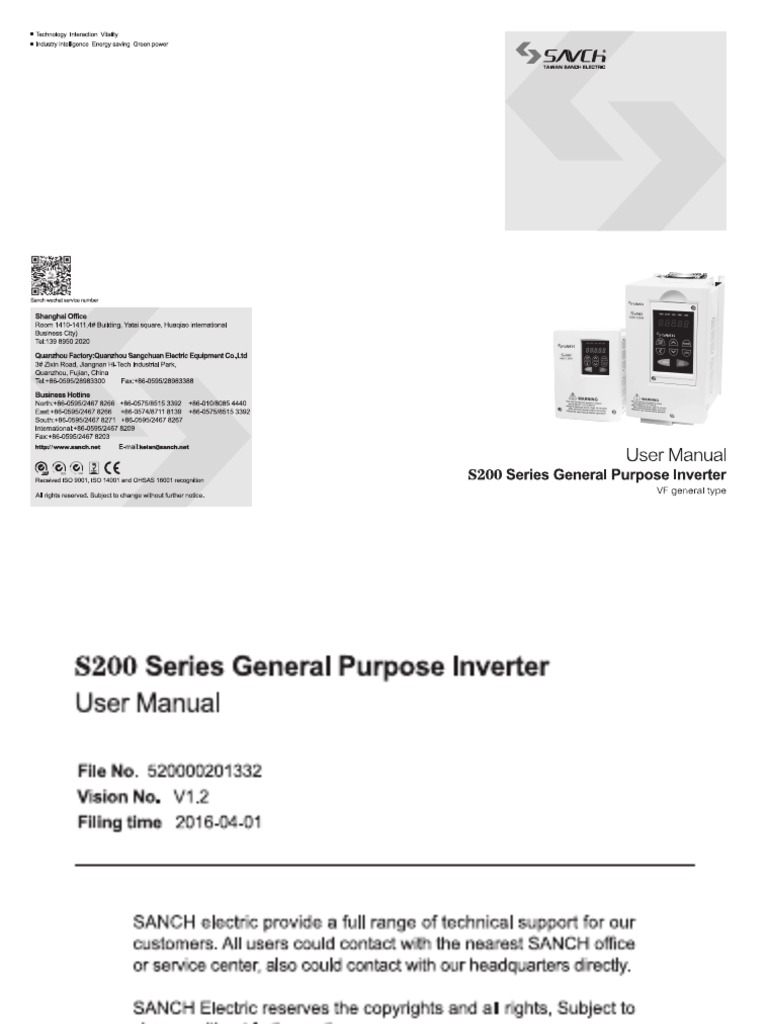 SAVCH S200 Inverter User Manual V1.2 | PDF