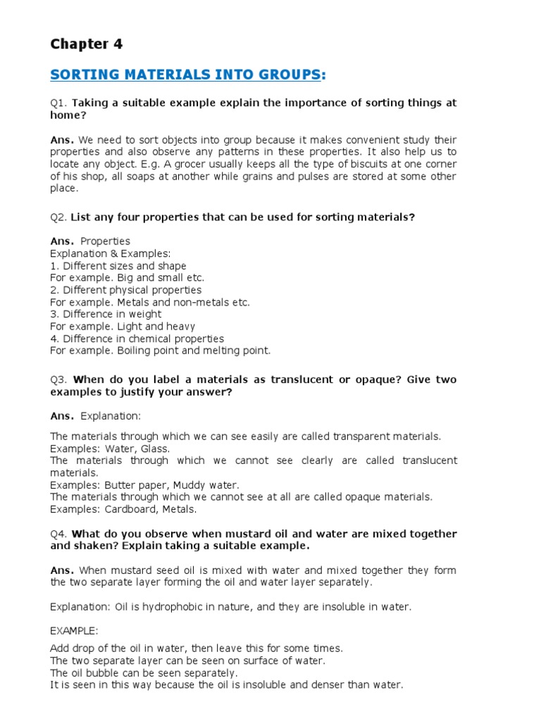 Translucent Materials List