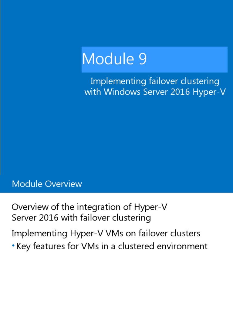 Implementing Failover Clustering With Windows Server 2016 Hyper-V | PDF | Hyper V | Computer Cluster