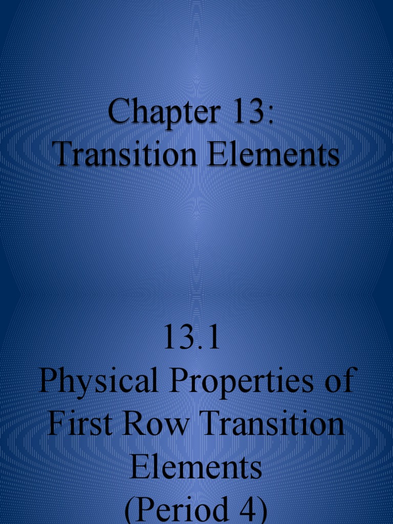 Transition Elements Transition Elements | PDF | Transition Metals | Ligand