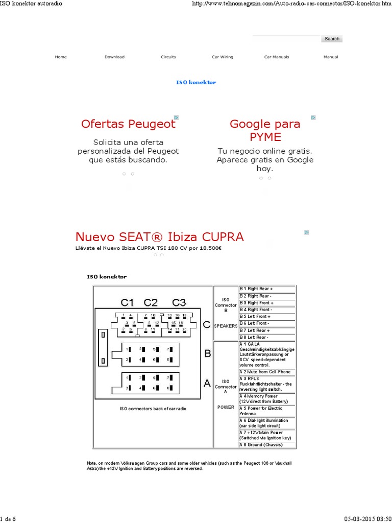 ISO Konektor Autoradio PDF | PDF | Automotive Industry | Land Vehicles