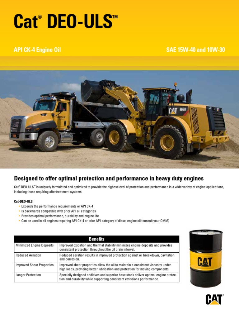 Cat Deo-Uls: API CK-4 Engine Oil SAE 15W-40 and 10W-30 | PDF | Motor ...