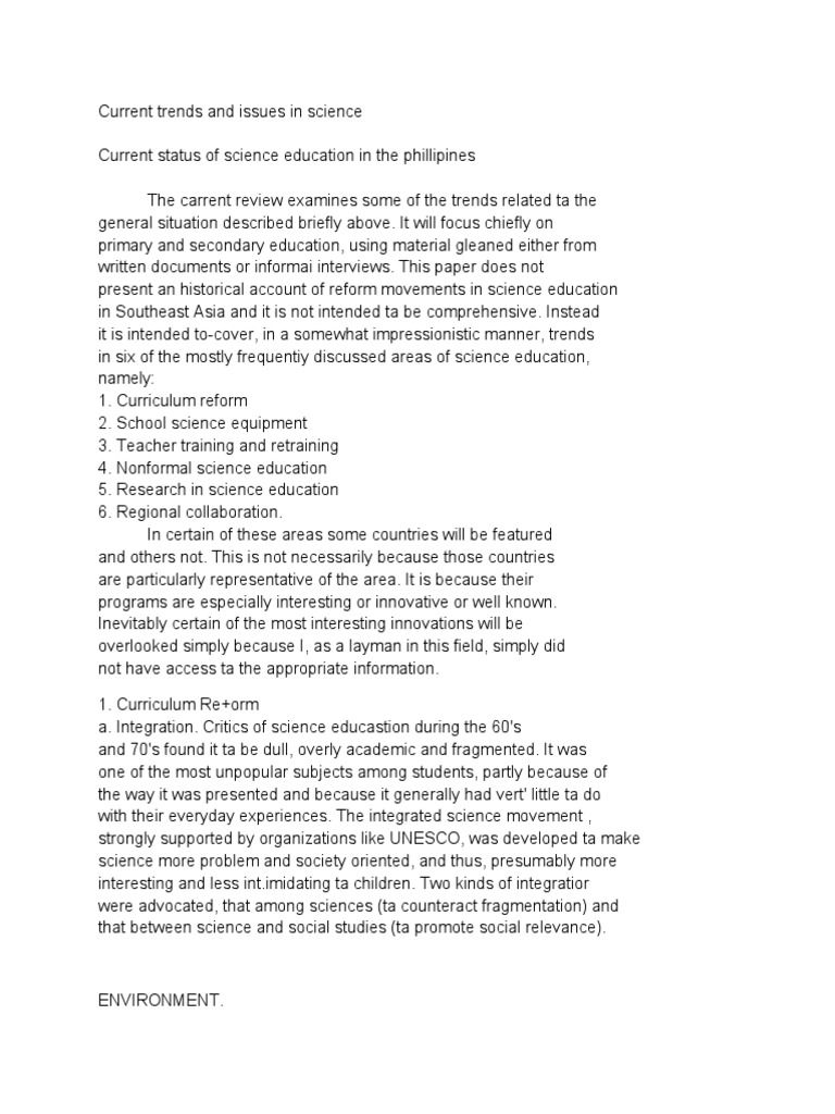 Current Trends and Issues in Scie. ED | PDF | Science Education | Science
