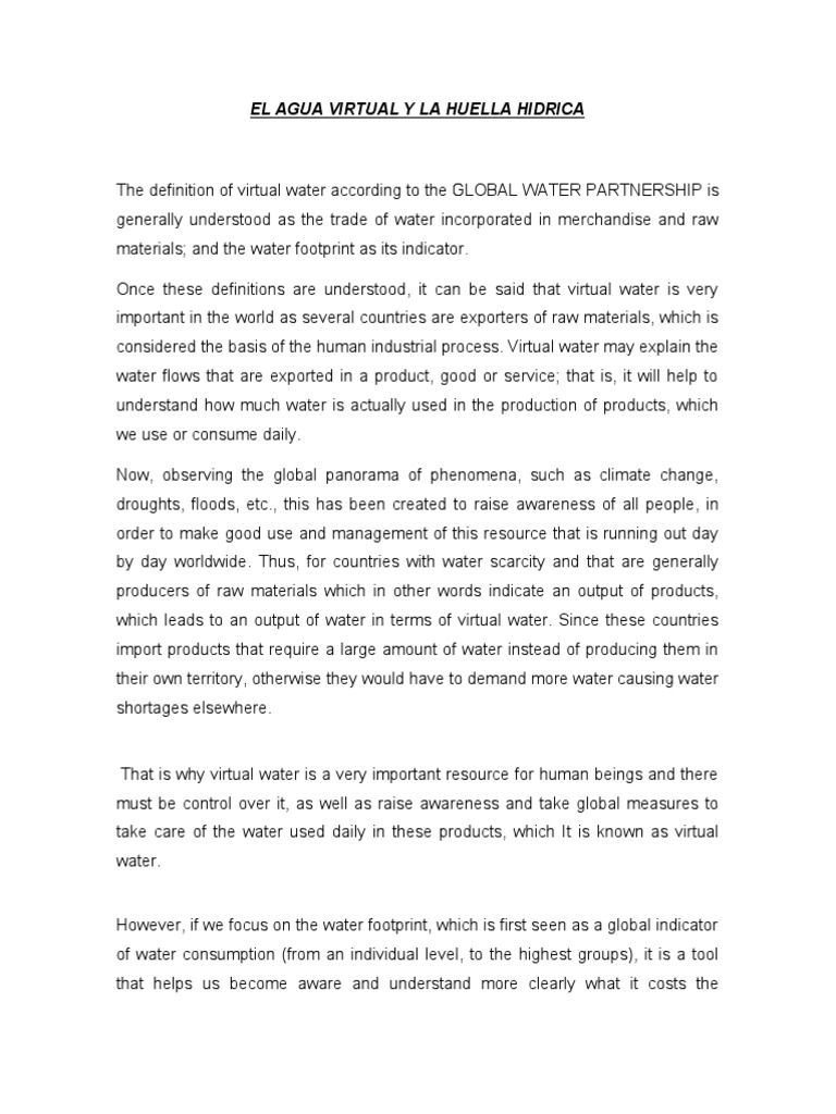 El Agua Virtual Y La Huella Hidrica | PDF | Water | Natural Environment