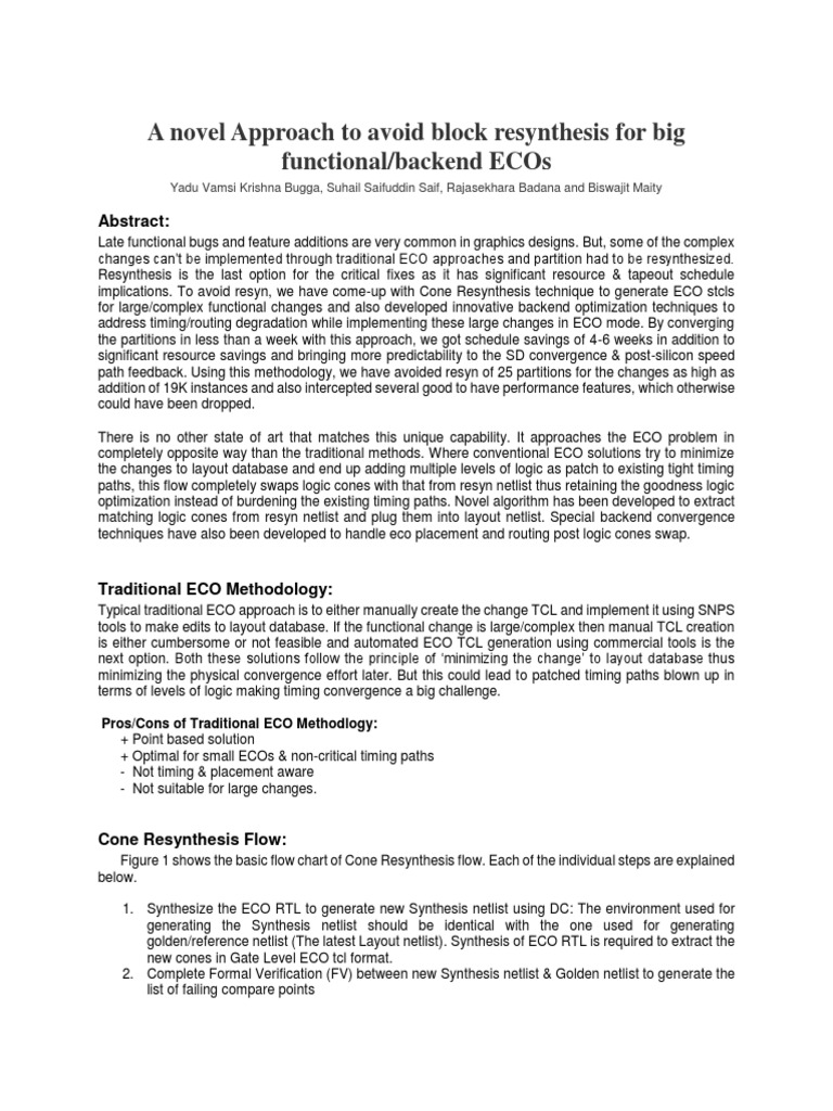 A Novel Approach To Avoid Block Resynthesis For Big Functional/Backend Ecos | PDF | Computing ...