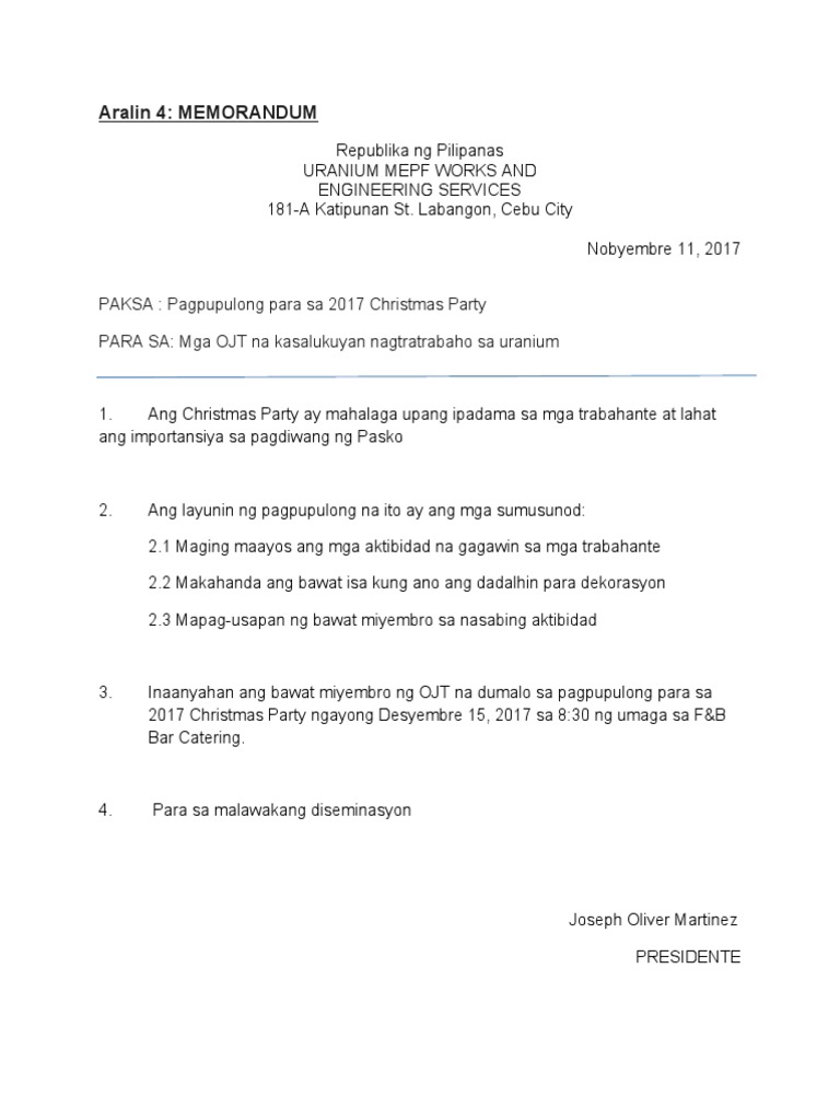 Memorandum | PDF
