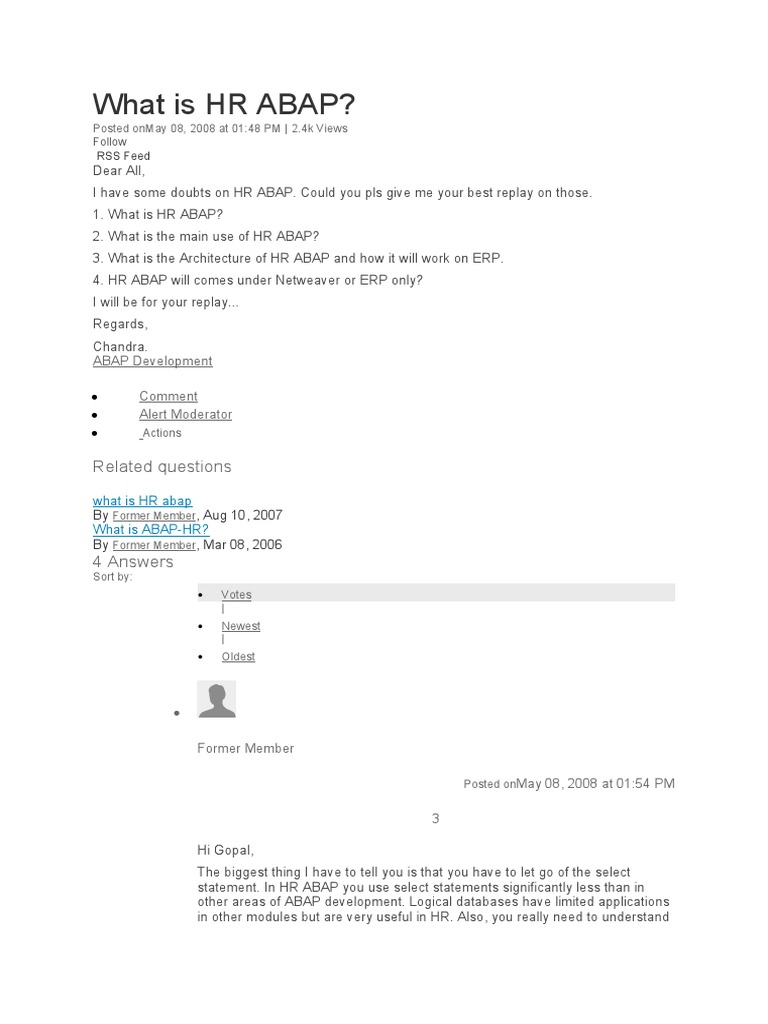 What Is HR ABAP?: Related Questions | PDF | Digital Technology ...