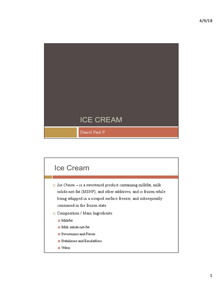 Ice Cream - New PDF | PDF | Ice Cream | Emulsion