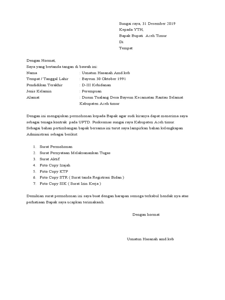 Surat Permohonan Kontrak JKN | PDF