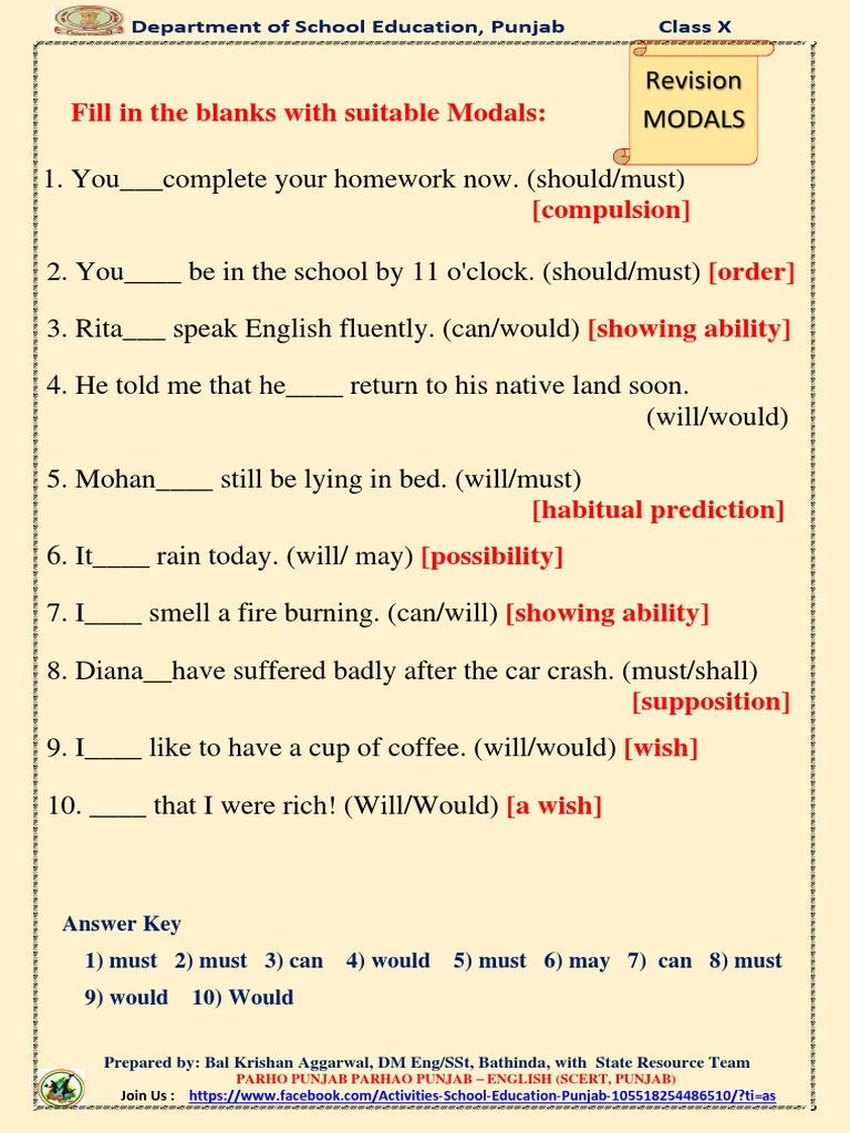 10th Grammar Revision Modal 1.2 | PDF