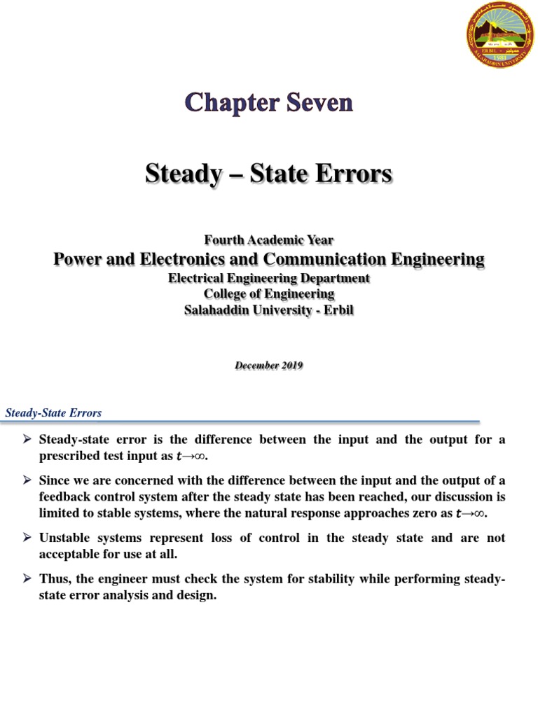 Chapter Seven Steady-State Errors | PDF | Control Theory | Control System