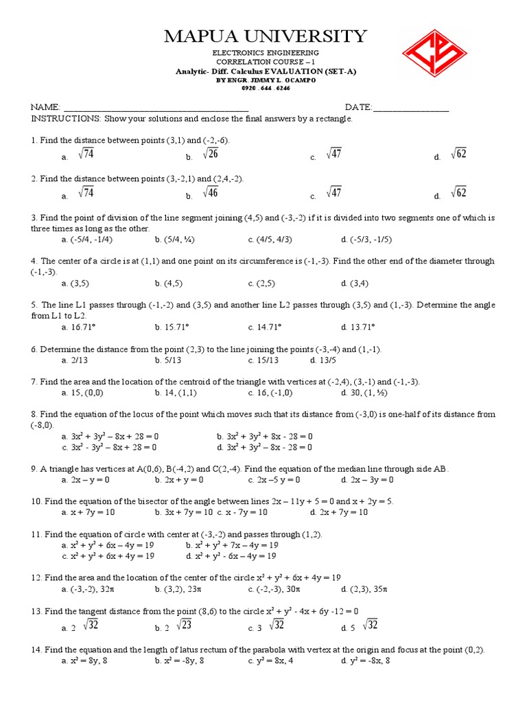 Ece Quiz 3-1 | PDF | Ellipse | Area
