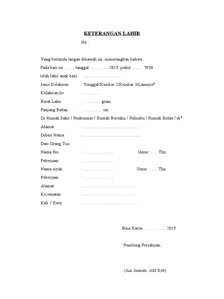 Surat Keterangan Lahir | PDF