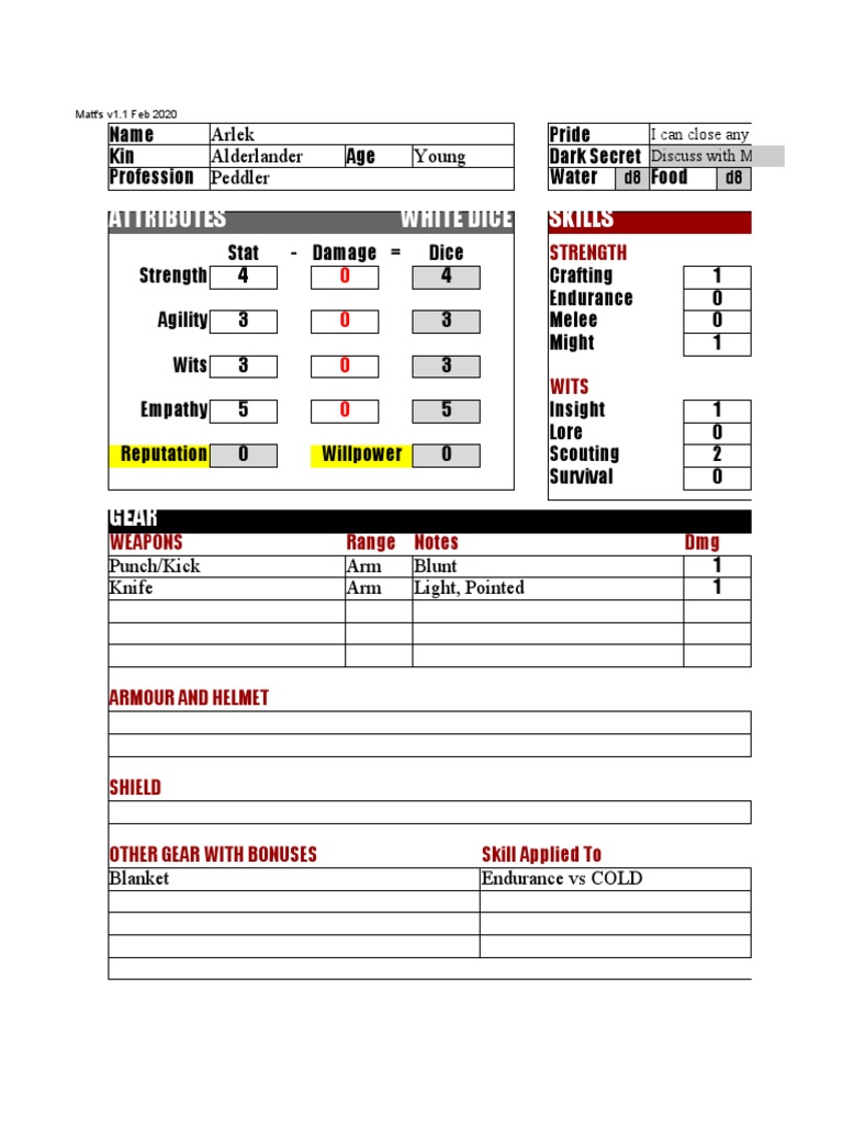 Character Sheets for Forbidden Lands RPG | PDF | Leisure | Sports