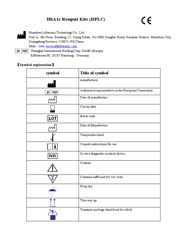 Hba1C Reagent Kits (HPLC) : Symbol Title of Symbol | PDF | Glycated ...