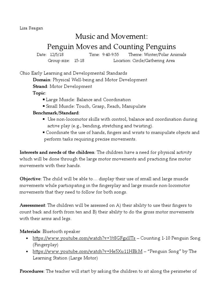 Winter Penguin Music & Movement Activity | PDF | Psychological Concepts ...