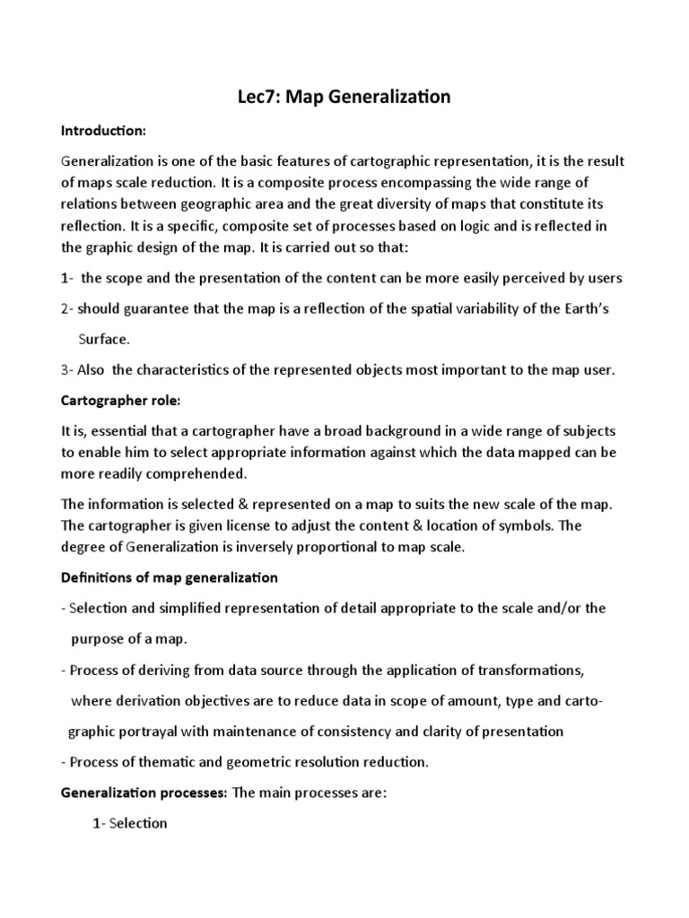 Lec7 Generalization Word | PDF | Map | Cartography