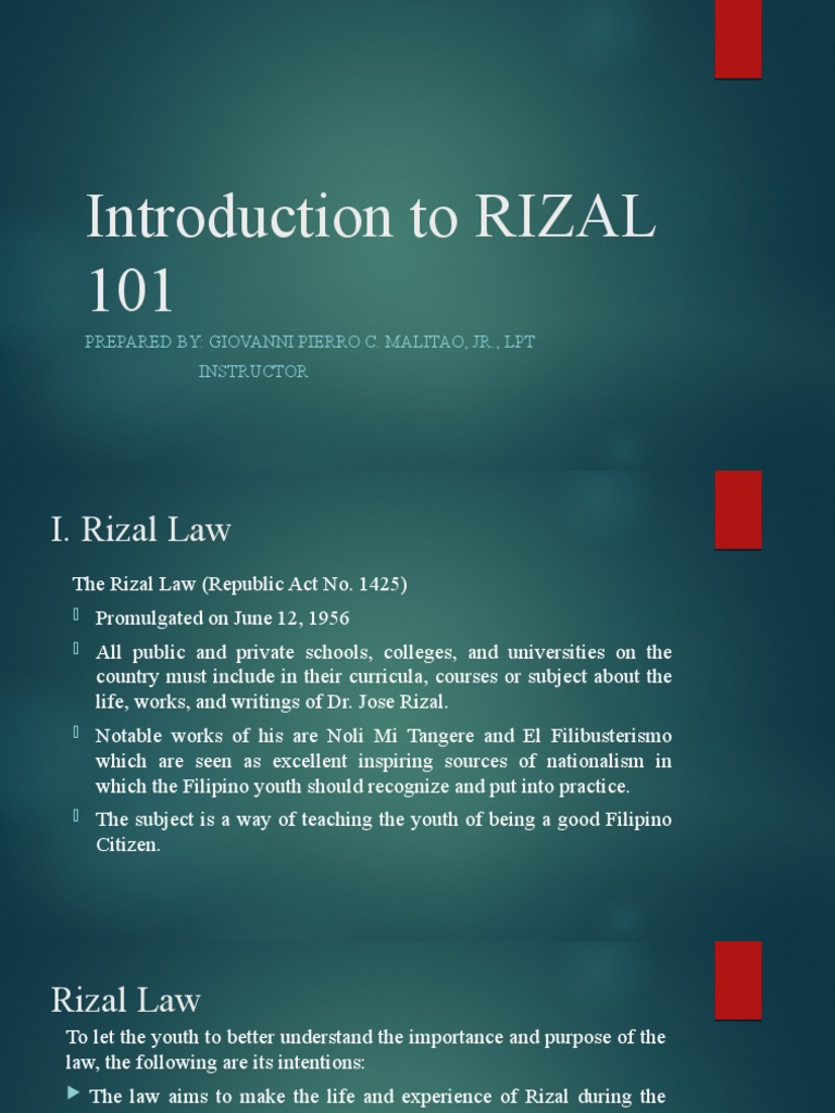 Introduction To RIZAL 101 | PDF | Philippines