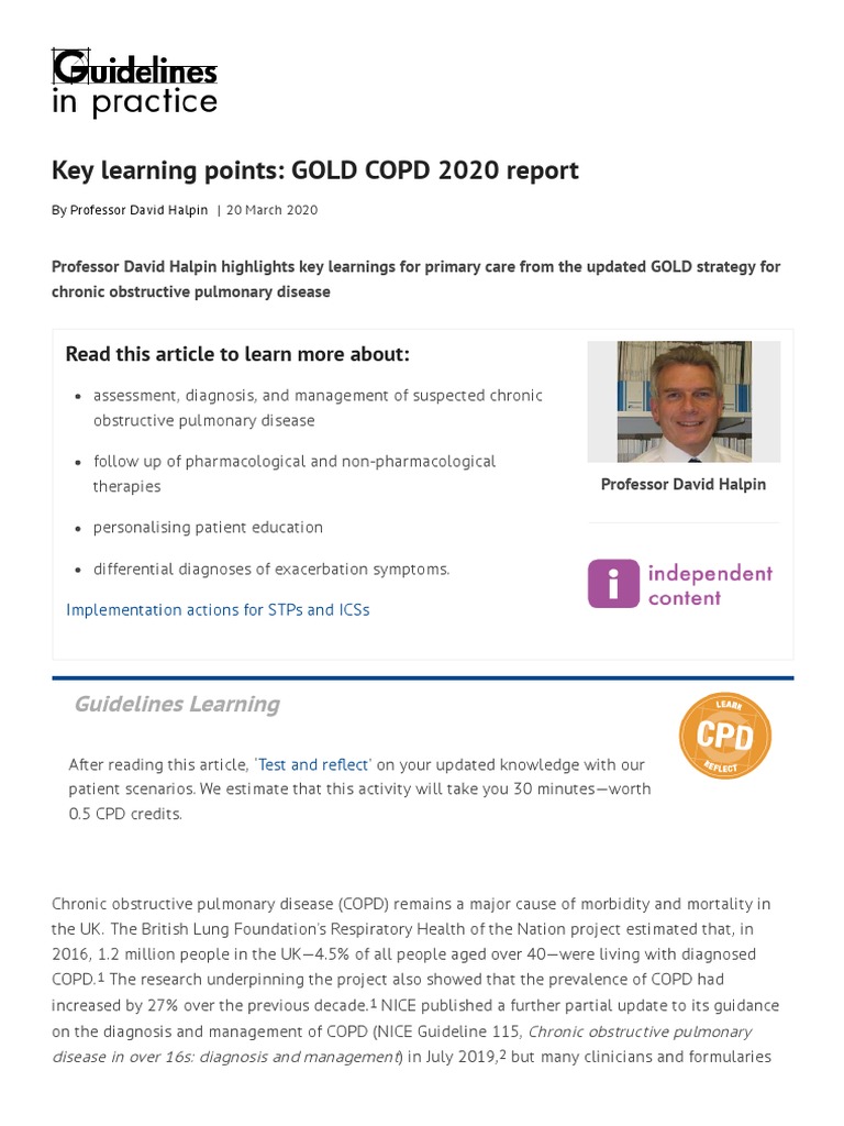 Key Learning Points - GOLD COPD 2020 Report - Key Learning Points ...