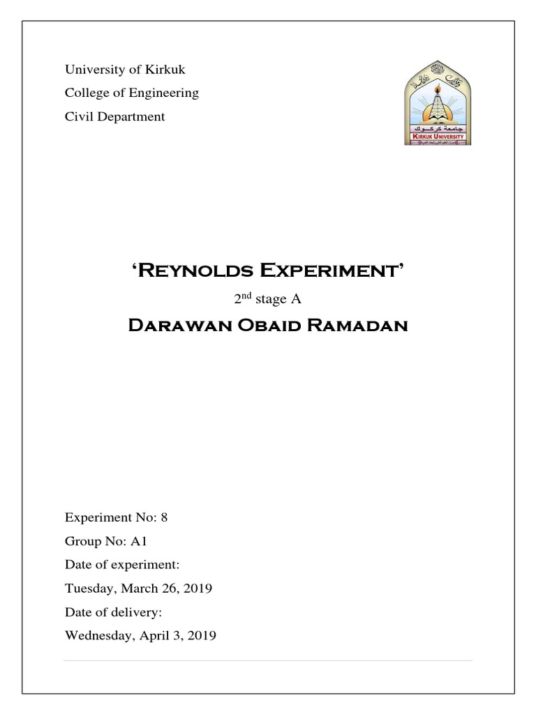 Reynolds Experiment PDF | PDF | Reynolds Number | Laminar Flow