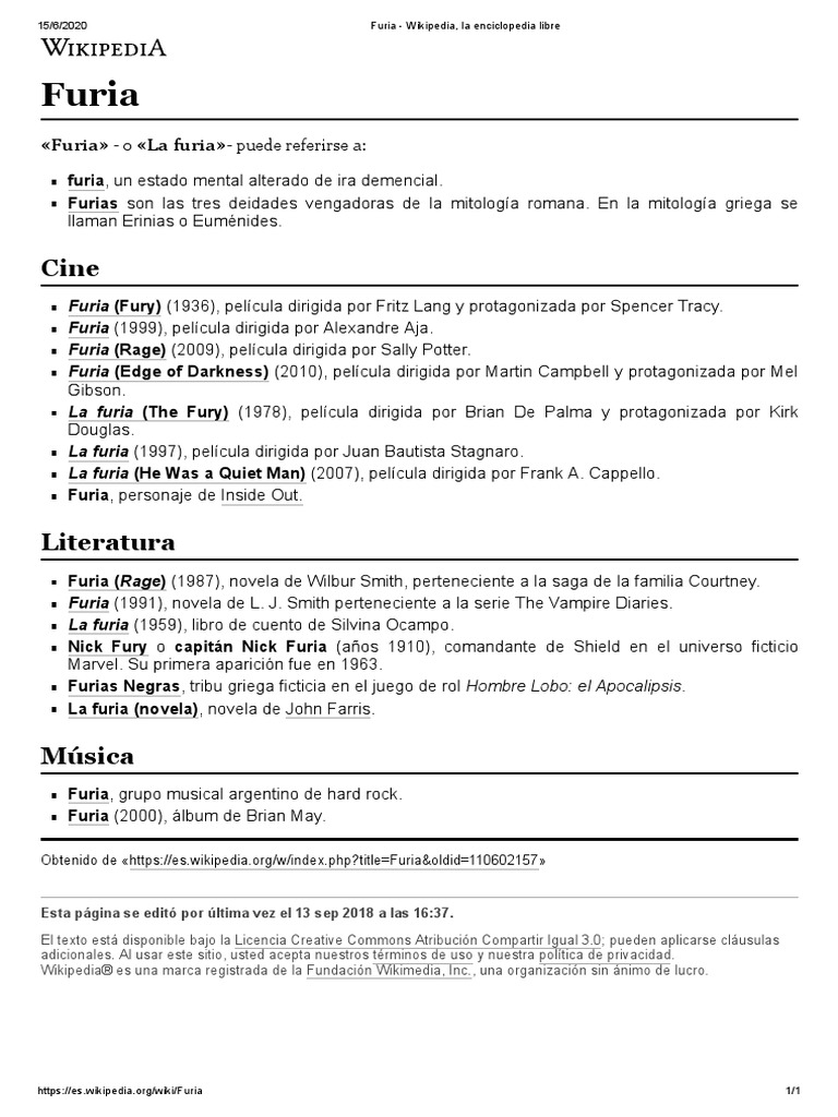 Furia - Wikipedia, La Enciclopedia Libre | PDF